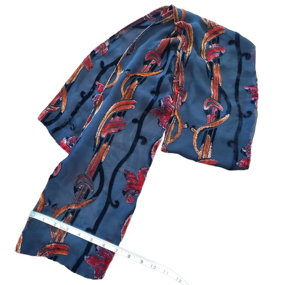 None | Accessories | Burned Out Velvet Long Rectangle Head Neck Scarf ...